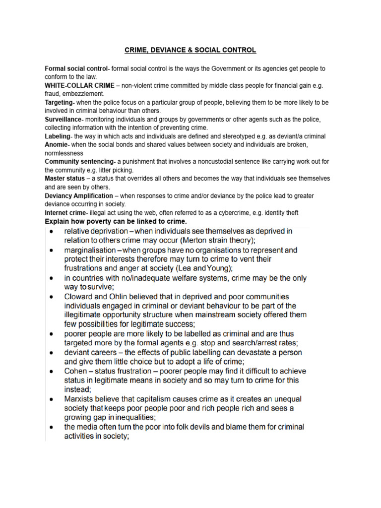 Understanding Crime and Social Control | PDF | Deviance (Sociology ...