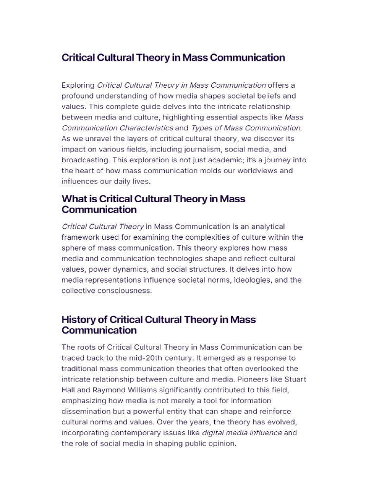 Cultural Critical Theory | PDF
