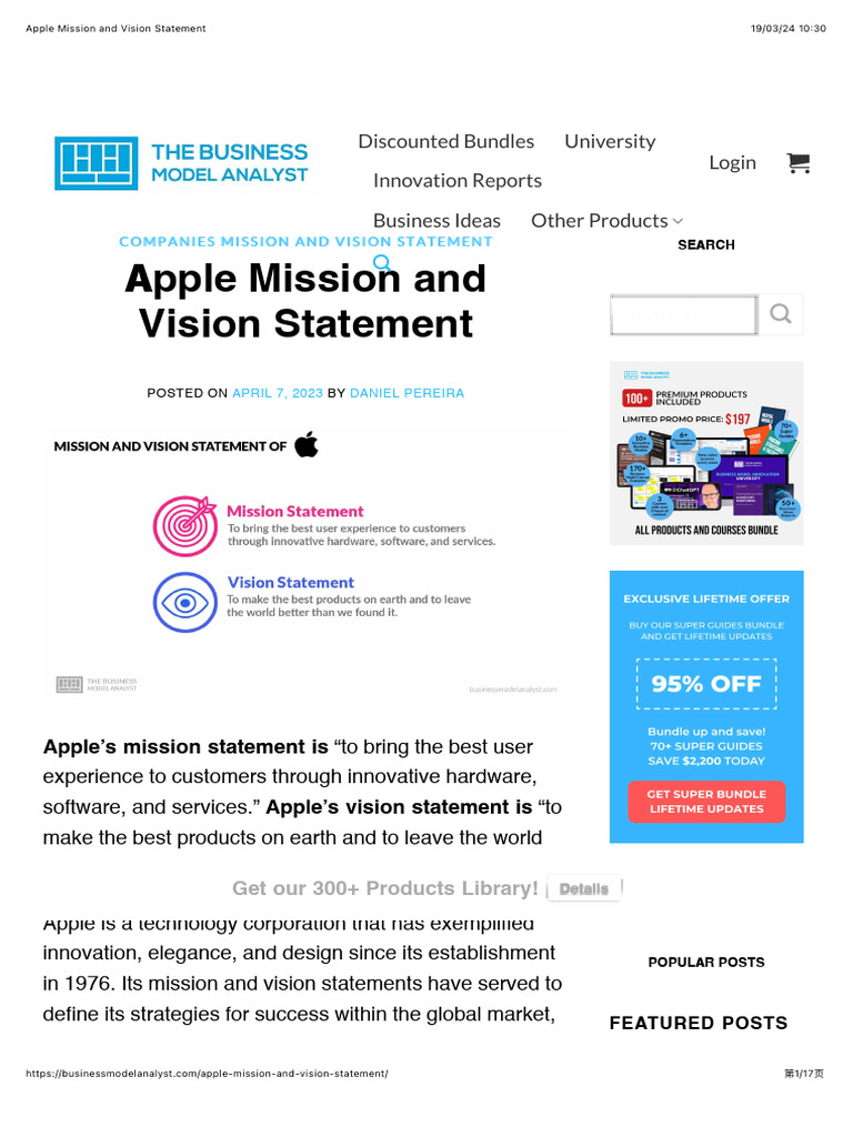 Apple Mission and Vision Statement | PDF | Apple Inc. | Ios
