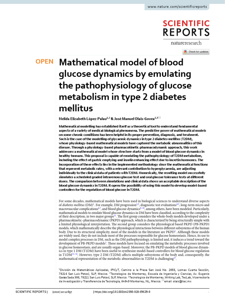 Mathematical Model of Blood Glucose Dynamics by Emulating The ...