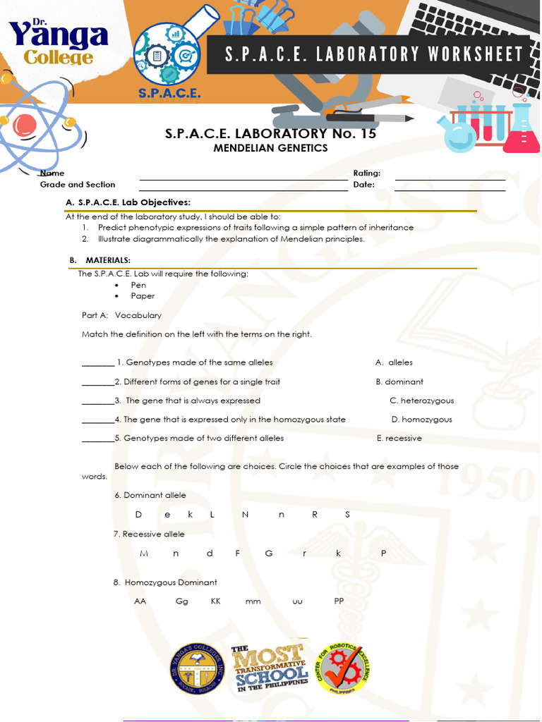 Space Lab 16 Mendelian Genetics | PDF | Dominance (Genetics) | Genotype
