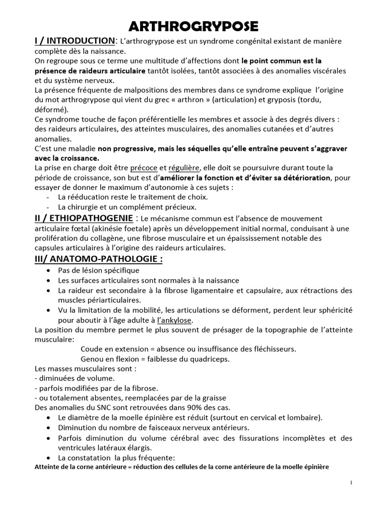 ARTHROGRYPOSE | PDF | Anatomie | Appareil locomoteur