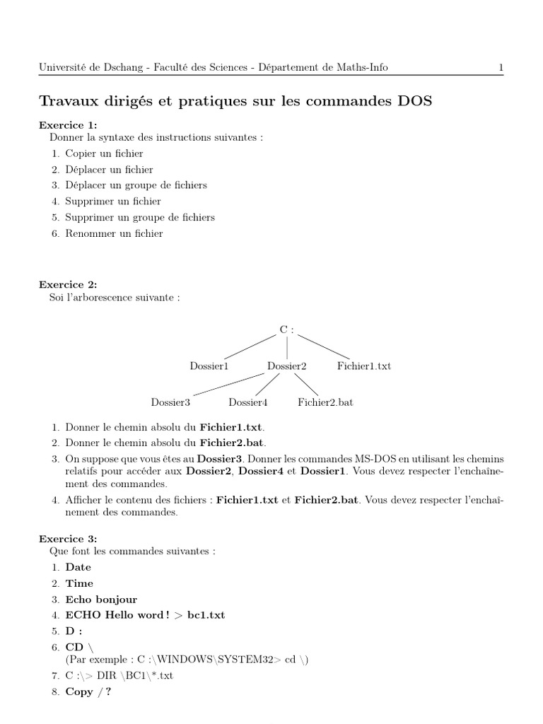 TD TP CMD Dos BC1 | PDF | Fichier informatique | Fichier texte