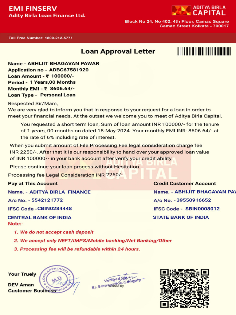 Aditya Birla Capital Approval Letter PDF | PDF | Business | Finance ...