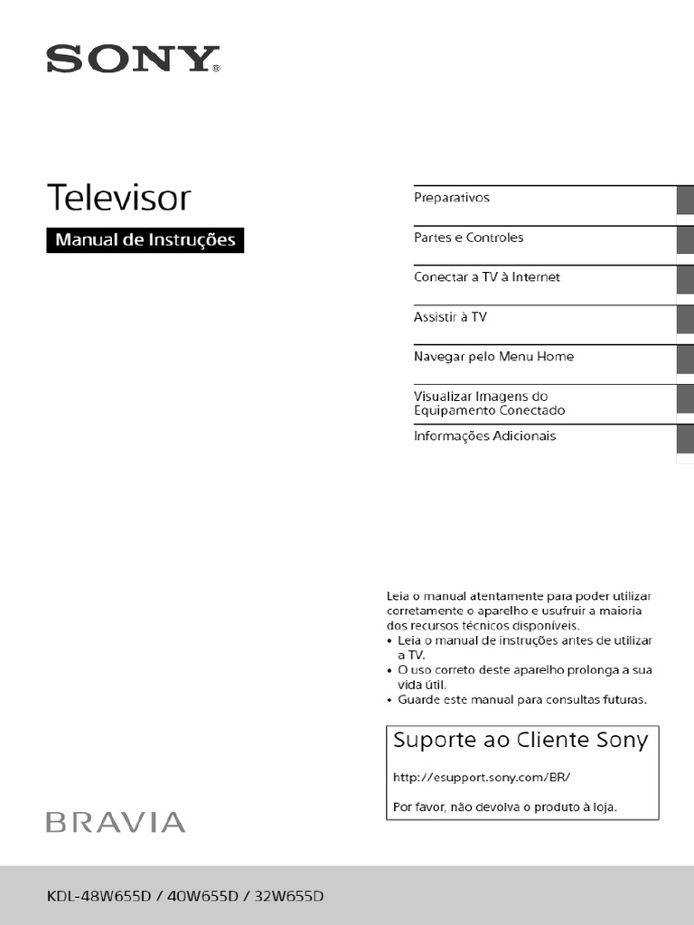 Sony KDL-32W655D W60D _ LED _ Pronto para HD _ Smart TV Manual do usuário _ Manualzz | PDF