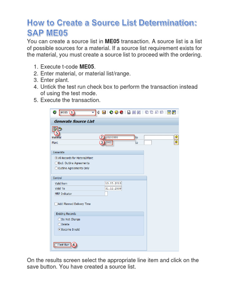 Creating Source Lists in ME05 | PDF