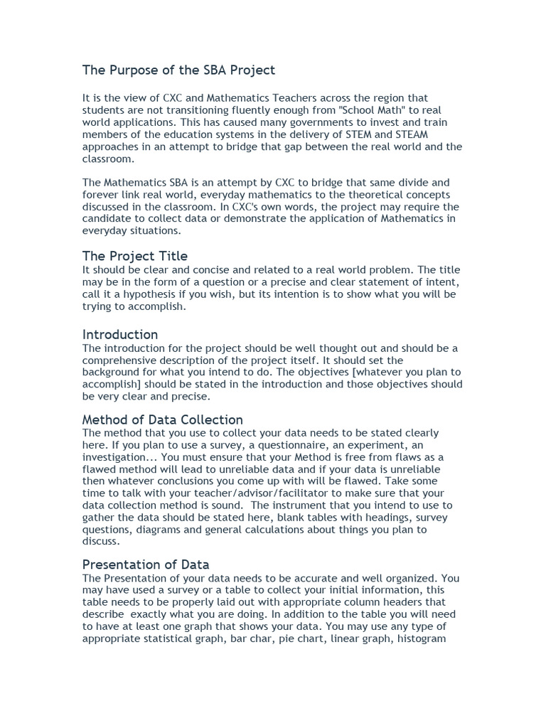 Csec Math Sba Outline | PDF | Histogram | Data