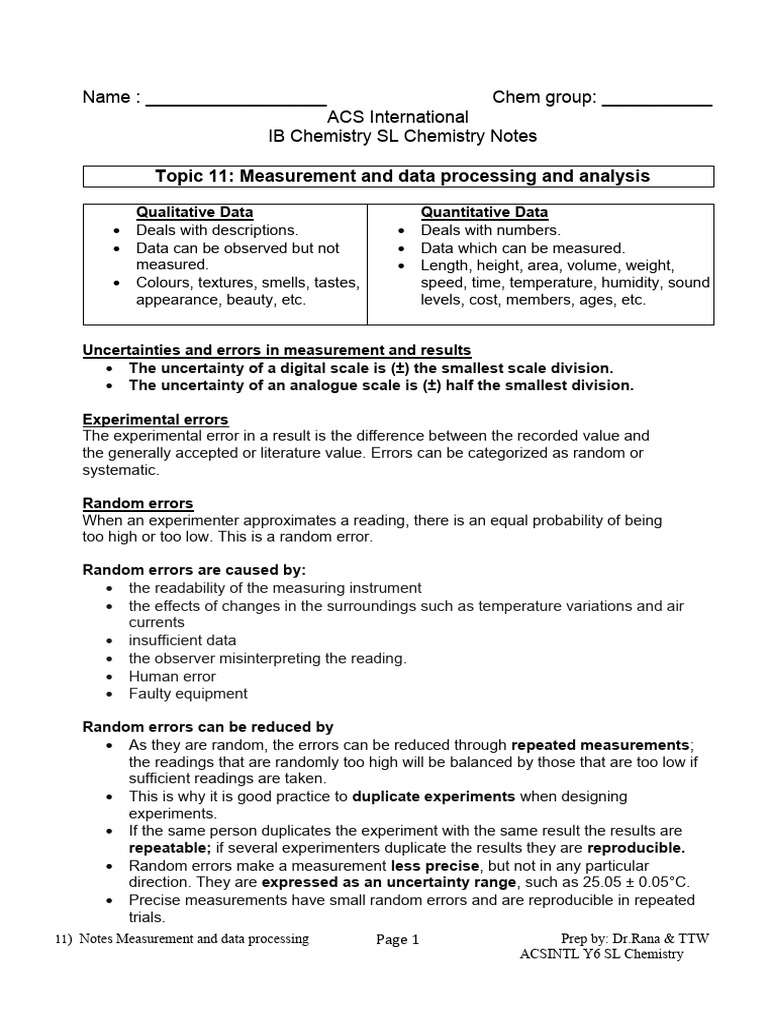 Topic 11 - NOTES MEASUREMENT SL 2 | PDF | Nuclear Magnetic Resonance ...
