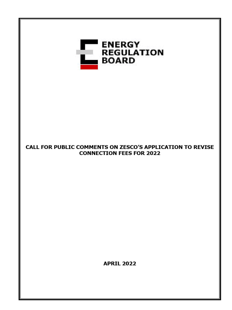 Public Notice - ZESCO Application To Revise Connection Fees For 2022 ...