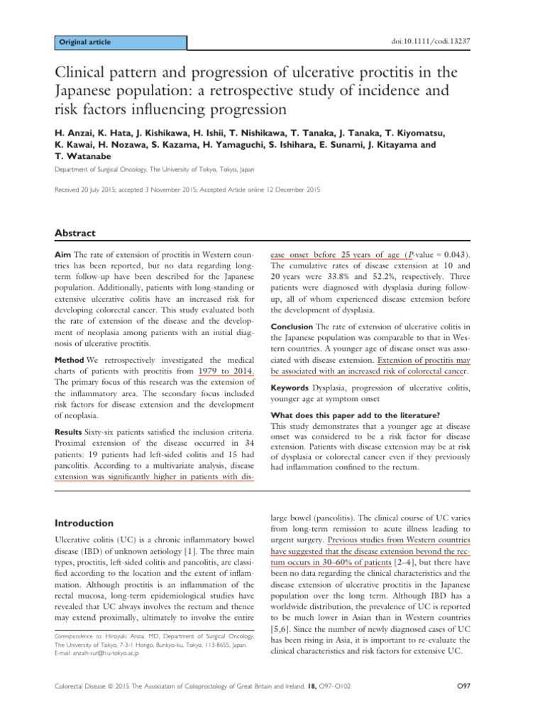 Clinical Progression Japan | PDF | Ulcerative Colitis | Inflammatory Bowel Disease