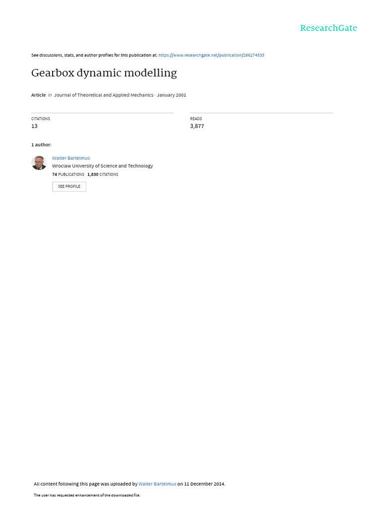 Gearbox_dynamic_modelling | PDF | Gear | Resonance Gearbox_dynamic_modelling | PDF | Gear | Resonance