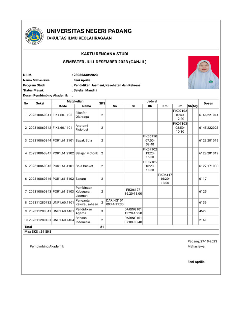 Cetak Kartu Rencana Studi | PDF