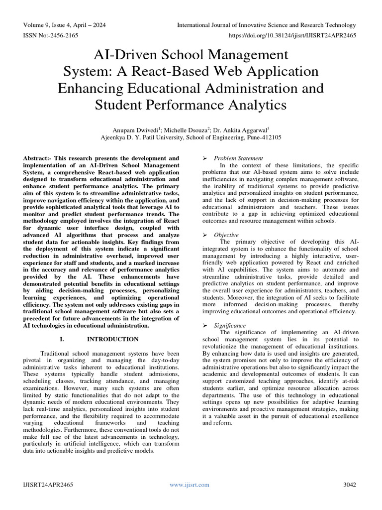 AI-Driven School Management System: A React-Based Web Application Enhancing Educational ...