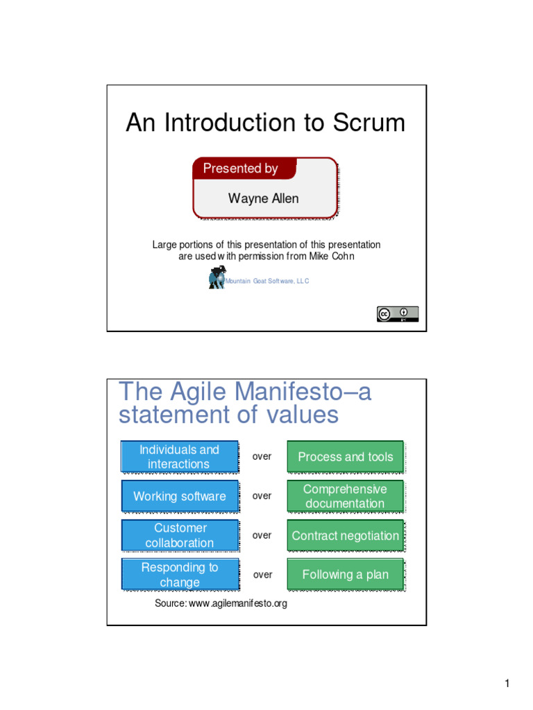 An Introduction To Scrum. The Agile Manifesto A Statement of Values | PDF | Scrum (Software ...