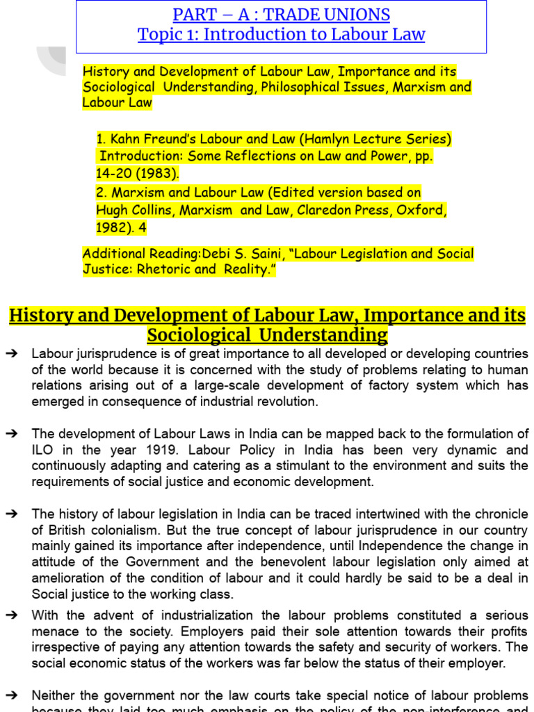 Labour Law Merged Notes | PDF | Marxism | Employment