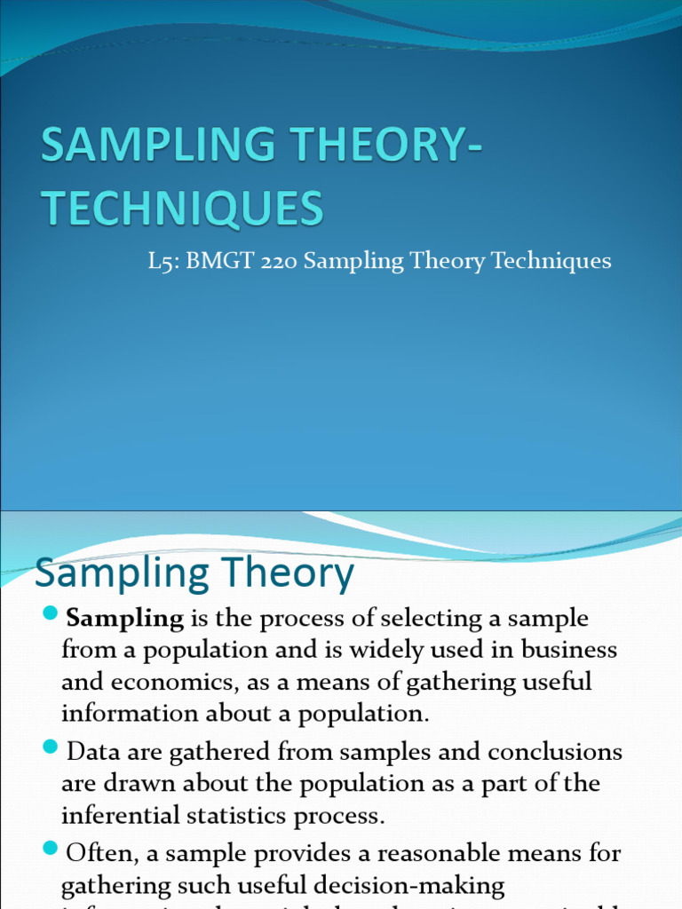Sampling Theory Techniques Explained | PDF | Sampling (Statistics) | Errors And Residuals