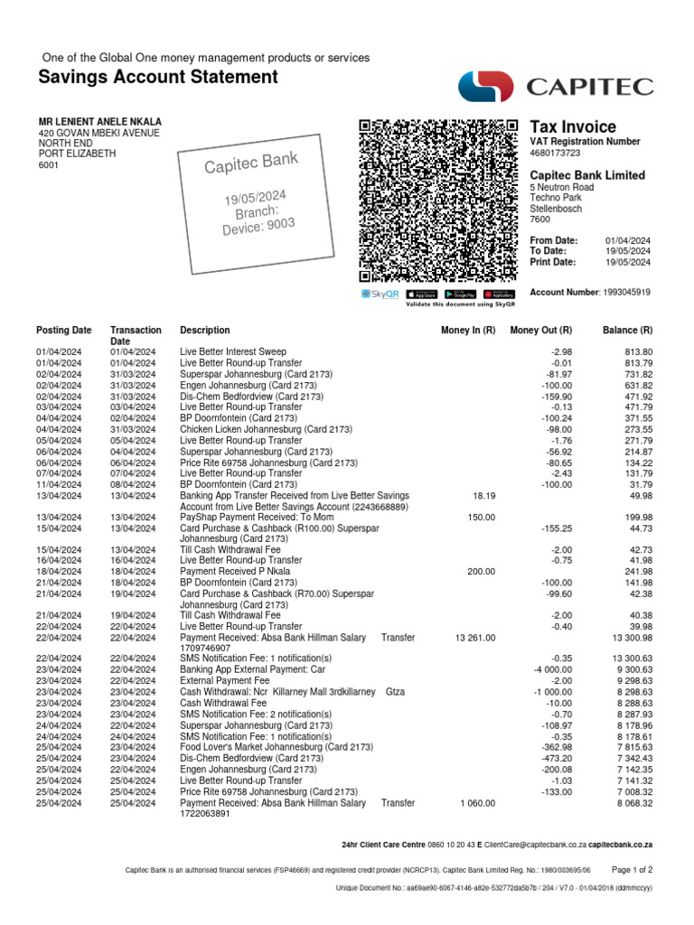 Account Statement 1 Apr 2024 To 19 May 2024 | PDF | Personal Finance ...