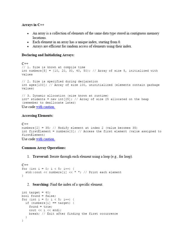 Arrays in C | PDF | C++ | Computer Data Arrays in C | PDF | C++ | Computer Data