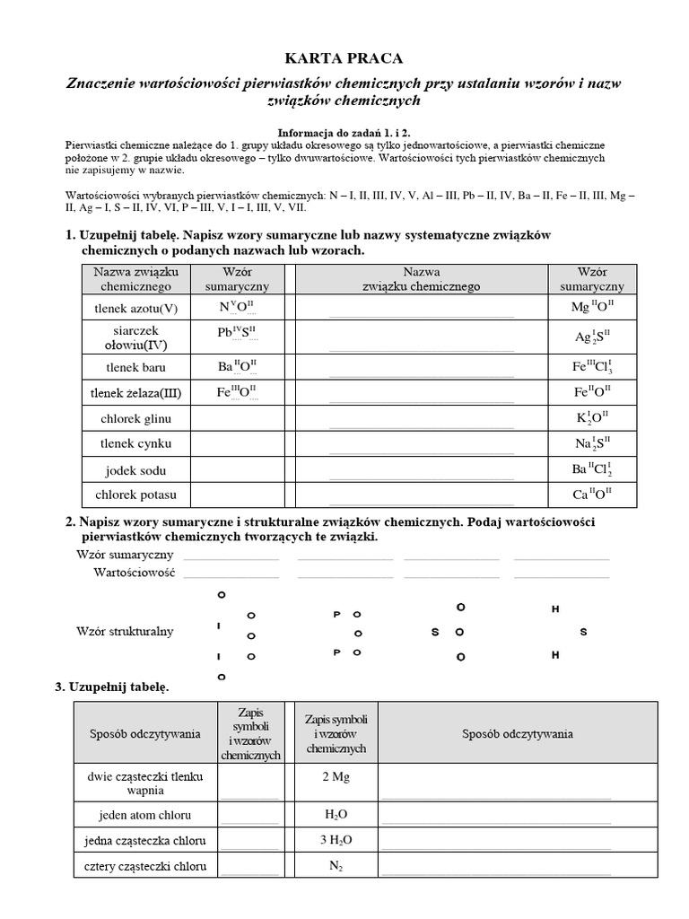 Karta Pracy Chemia 7 | PDF