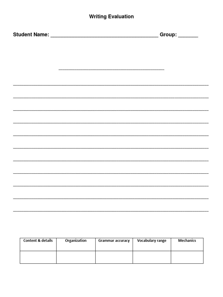 Student Writing Evaluation Template | PDF | Finance & Money Management