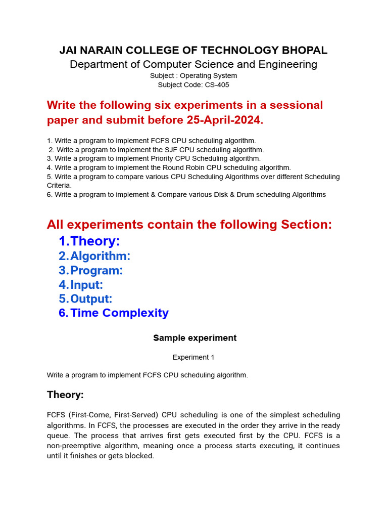 OS Lab Experiments | PDF | Scheduling (Computing) | Computer Architecture OS Lab Experiments | PDF | Scheduling (Computing) | Computer Architecture