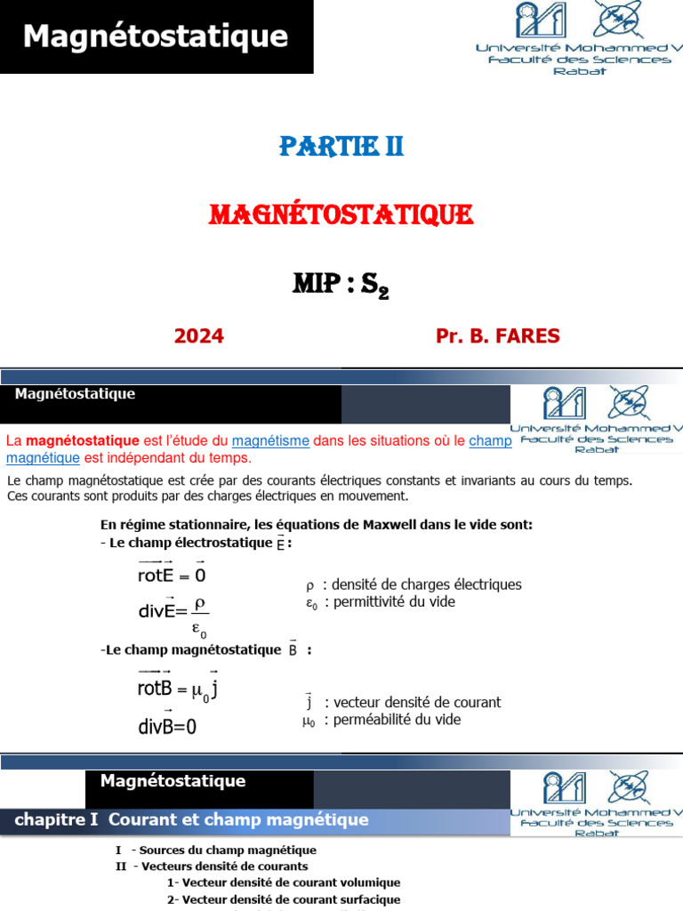 Magnétostatique : Densité de Courant | PDF | Champ magnétique | Courant ...