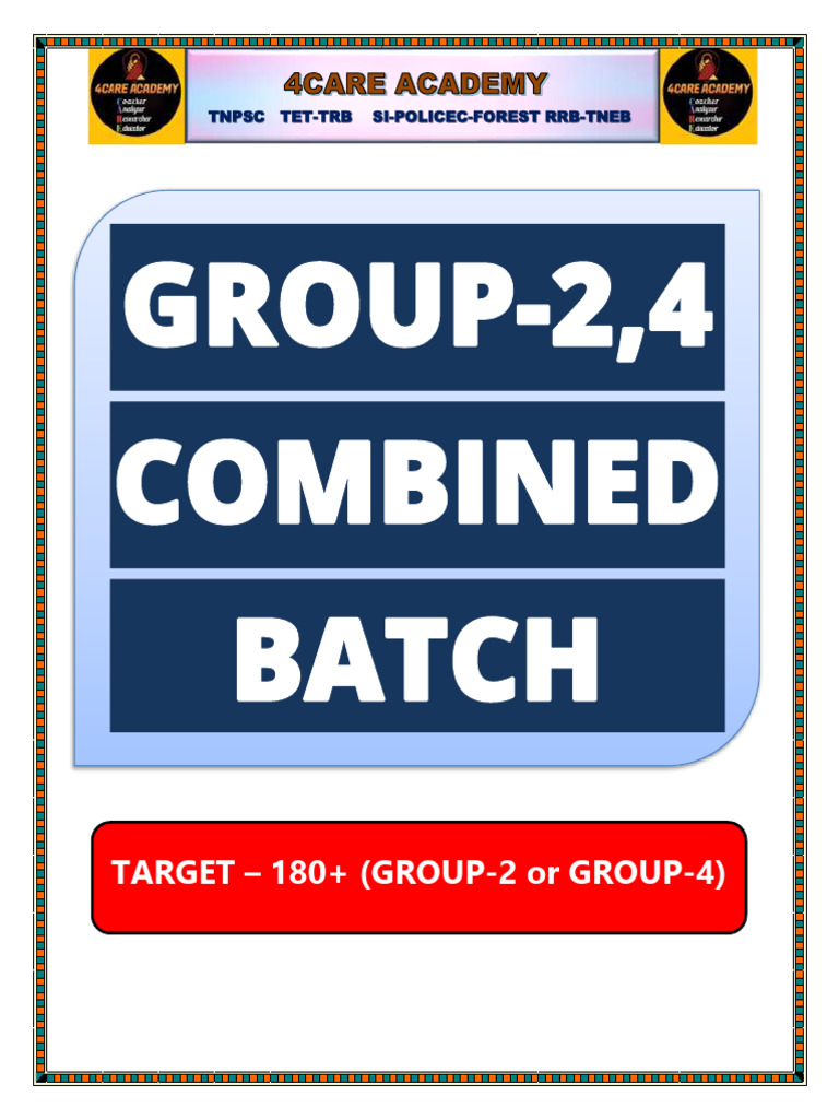 TNPSC Group 2,2a, 4 Combined Batch Study Plan | PDF