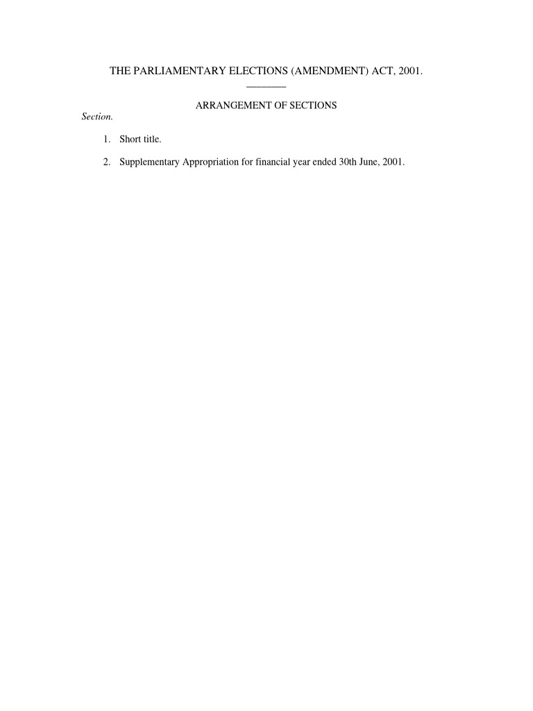 Supplementary Appropriation Act 2001 | PDF | Government
