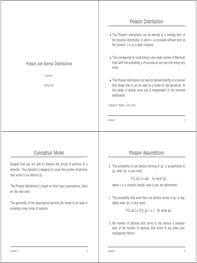 Possion Distribution Lecture | PDF | Poisson Distribution | Teaching ...
