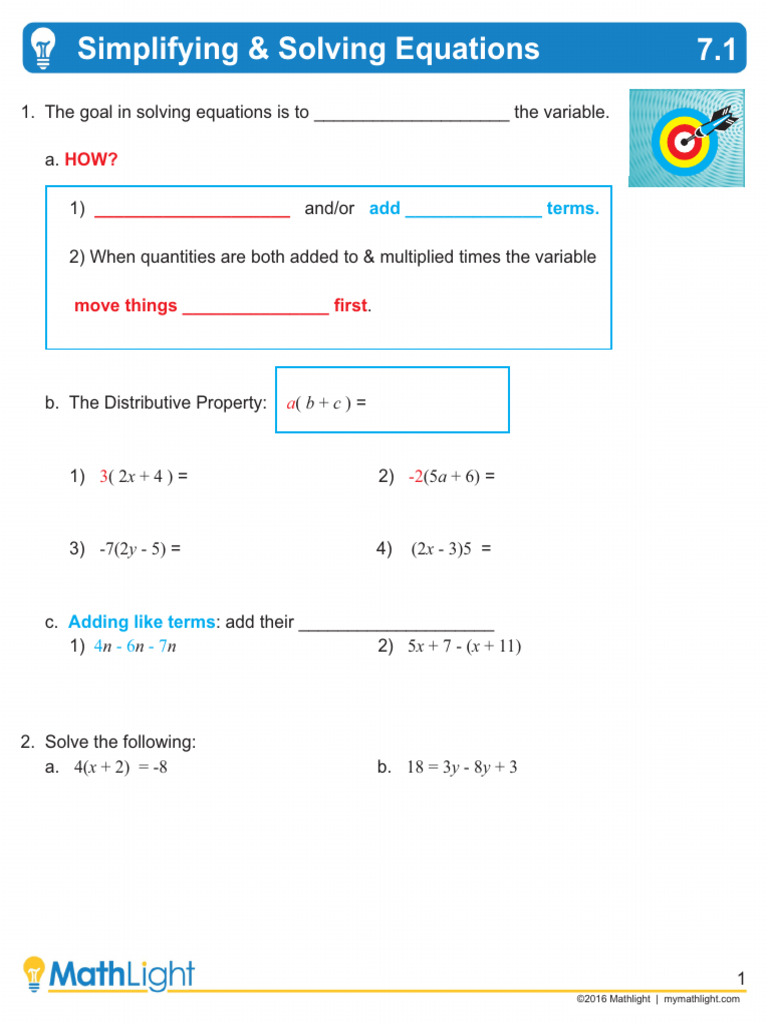 Notes Simplifying Equations | PDF | Equations | Ratio