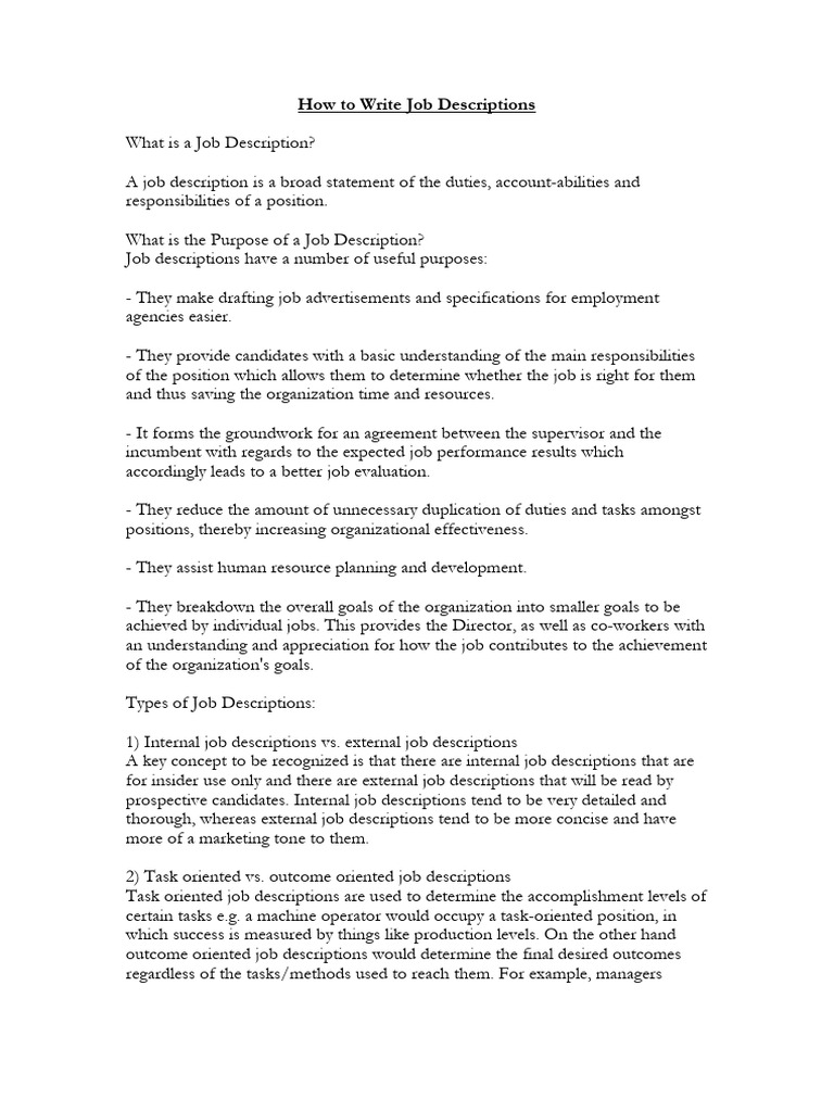 How To Write Job Descriptions 1709061812 | PDF | Information | Business