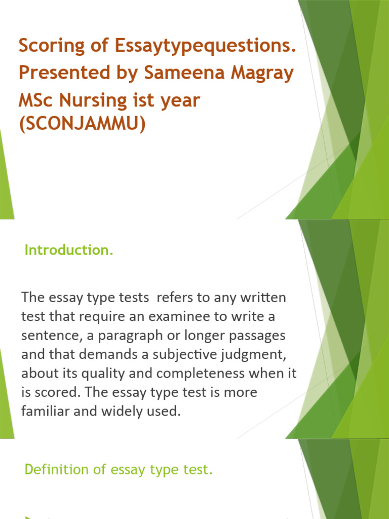 Essay Test Scoring Methods Guide | PDF | Essays | Scientific Method