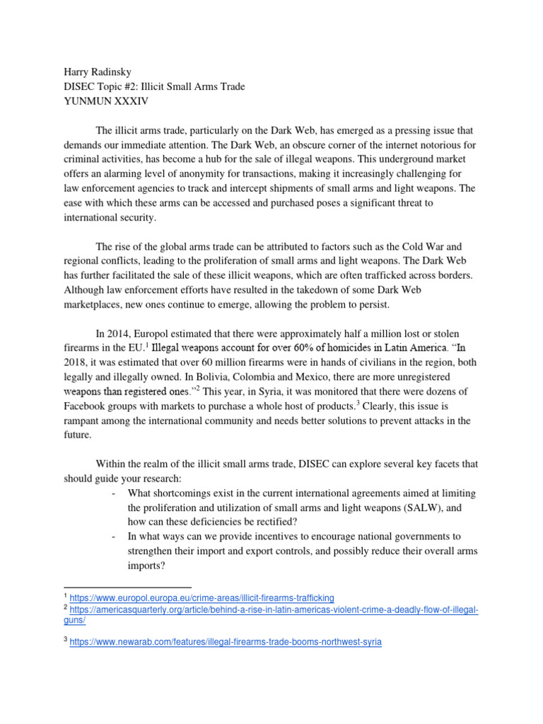 DISEC Illicit Small Arms Trade - Topic 2 | PDF | Arms Industry ...