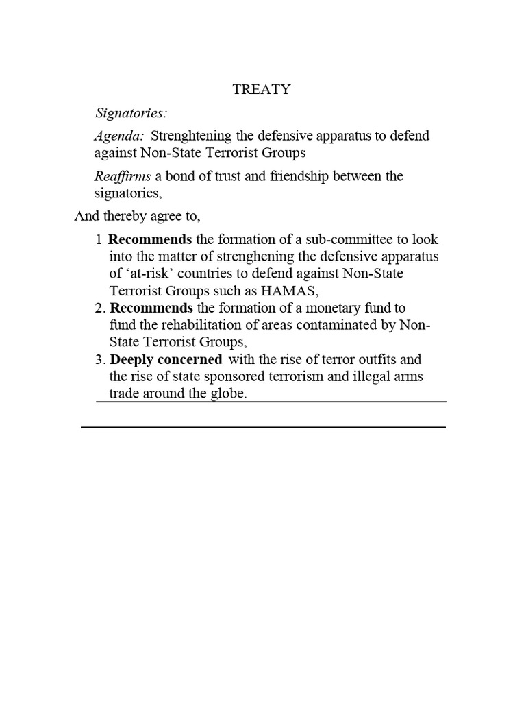 Treaty to Combat Non-State Terrorism | PDF