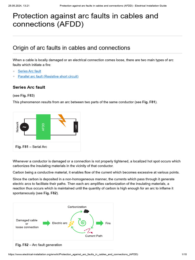 Protection Against Arc Faults in Cables and Connections (AFDD ...