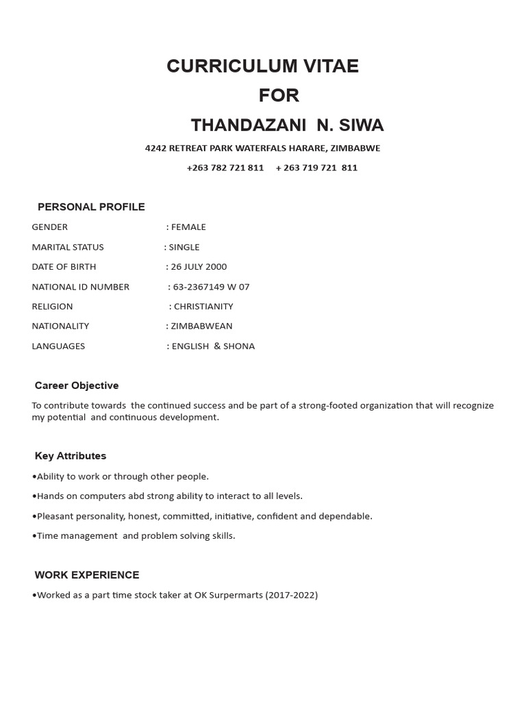 Thandazani Cv.f.inal 040639 | PDF
