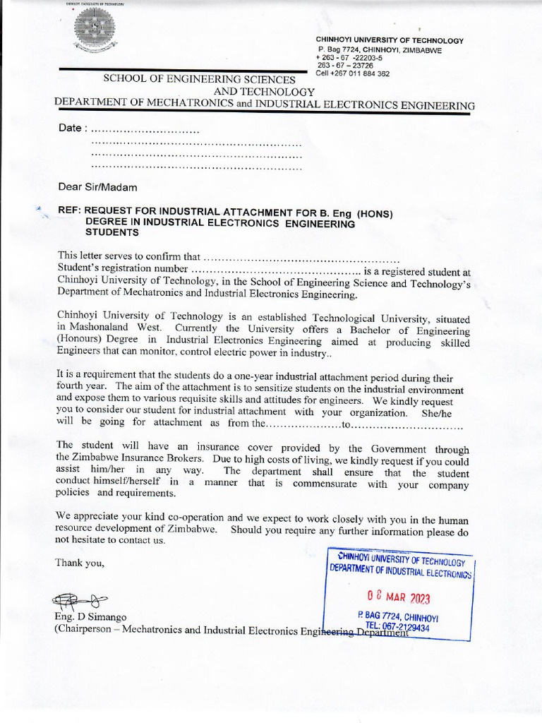 Attachment Letter Industrial Electronics | PDF