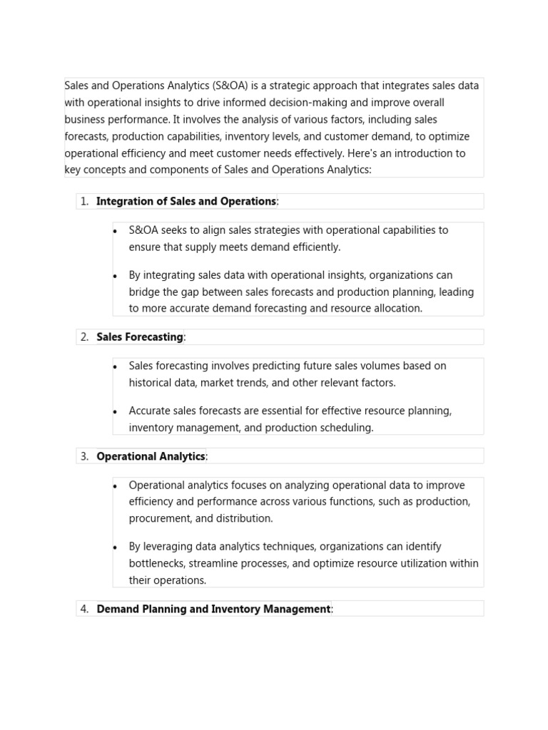Sales and Operations Analytics | Download Free PDF | Inventory | Analytics