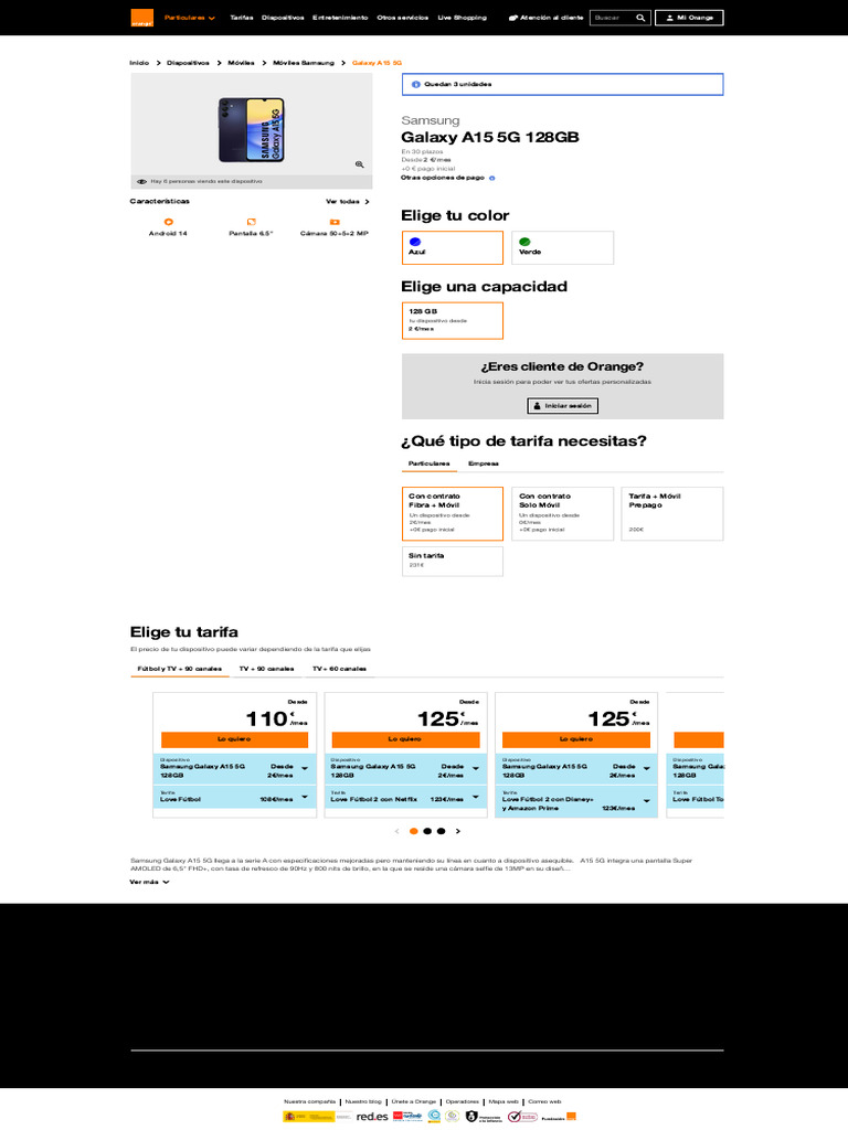 Samsung Galaxy A15 5G 128 Azul ¡Precio Exclusivo! - Orange | PDF | Samsung Electronics ...