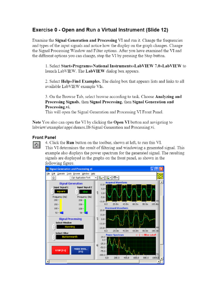 Six Hour LABVIEW Exercises | PDF