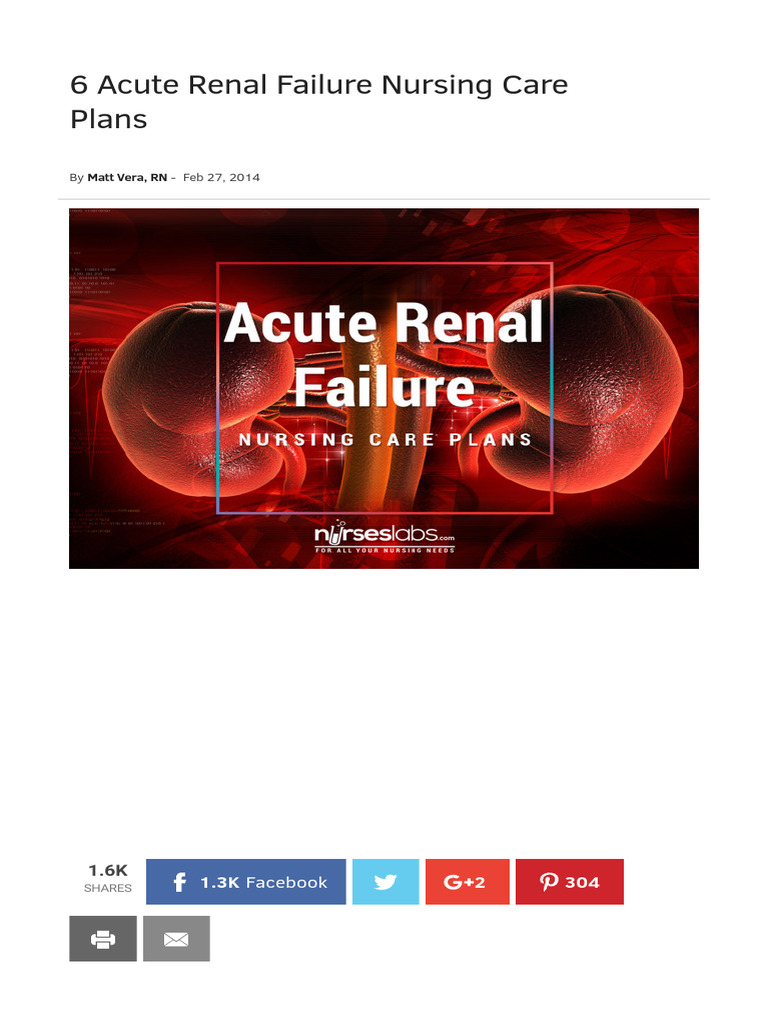 Acute Renal Failure Nursing Care Plans | PDF | Heart | Clinical Medicine
