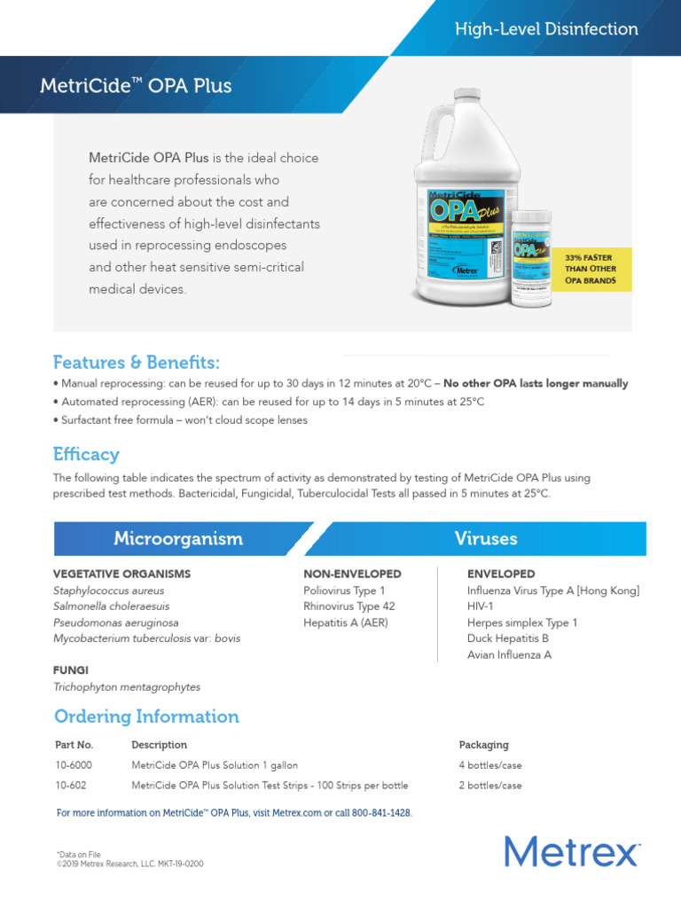Metricide OPA | PDF | Disinfectant | Microbiology