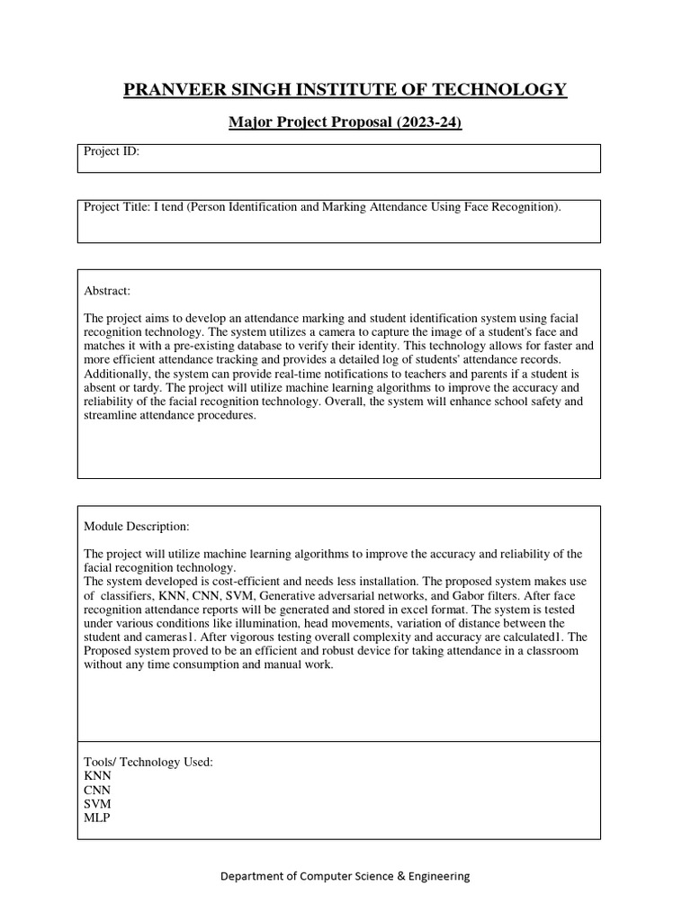 Major Project Proposal Format 23-24 | PDF | Computing | Office Equipment
