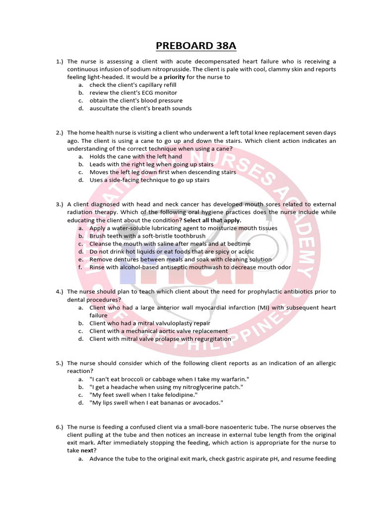 Preboard 38a | PDF | Irritable Bowel Syndrome | Oral Hygiene