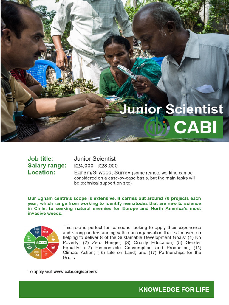 Junior Scientist Role at CABI | PDF | Science | Salary