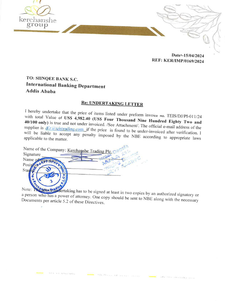 P Under Taking | PDF