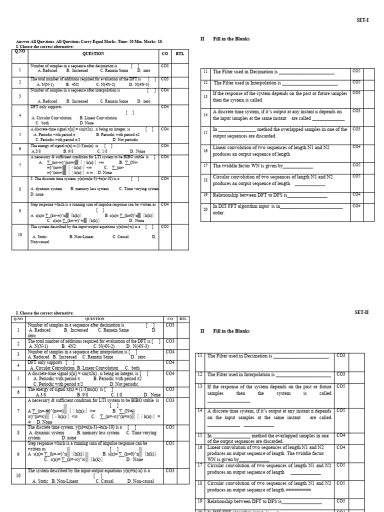 DSP Mid 1 Obective | PDF | Discrete Fourier Transform ...