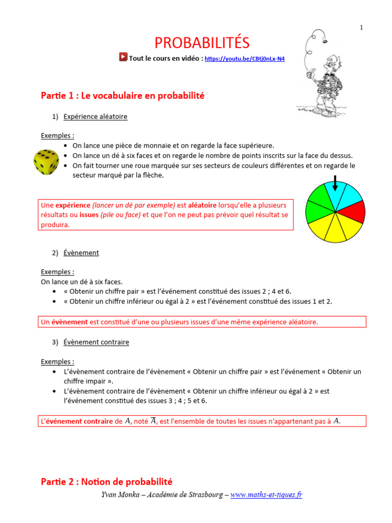 Événements et Probabilités en Mathématiques | PDF | Probabilité | Dé