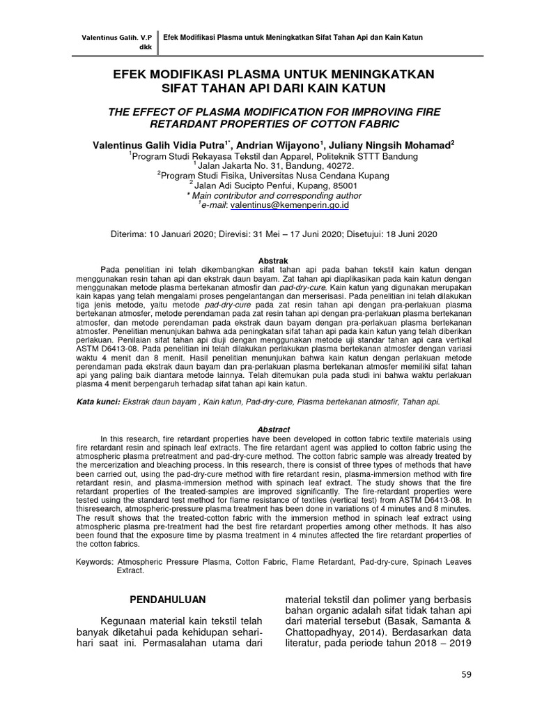 Paper Efek Modifikasi Plasma Untuk Meningkatkan Sifat Ta | PDF