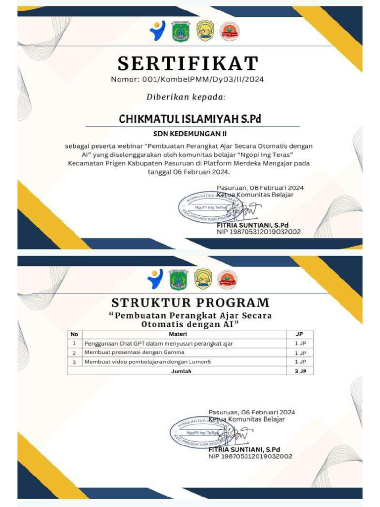 Sertifikat Kombel 2 | PDF